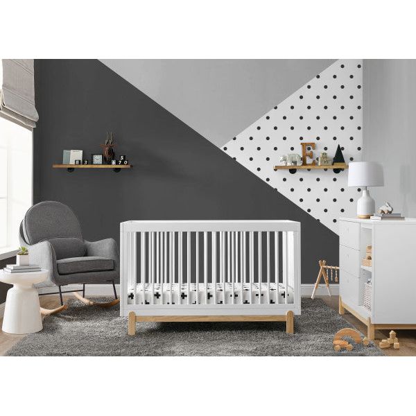 Delta Poppy Convertible Crib and 3 Drawer Dresser with Cubbies - Bianc ...